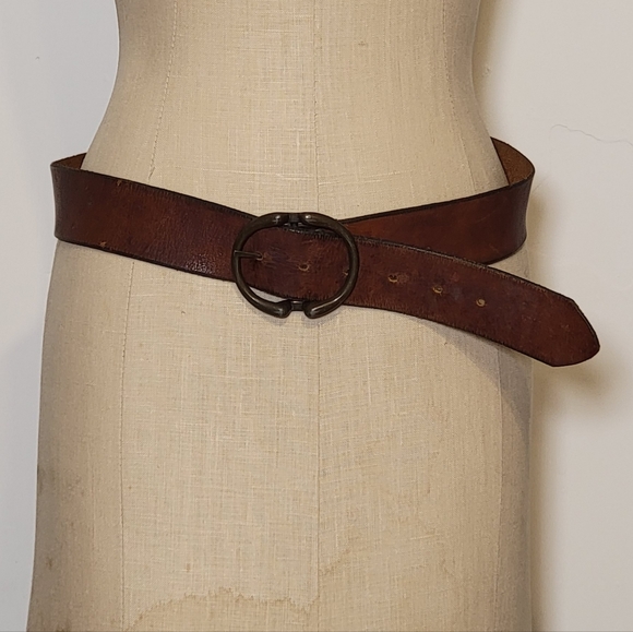 Accessories | Vintage Brown Leather Belt 36 Inches Long Smallest To The ...